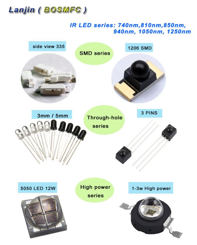 3W 3535 SMD IR LED Chip 800nm 810nm 120 Degree Viewing Angle For Camera